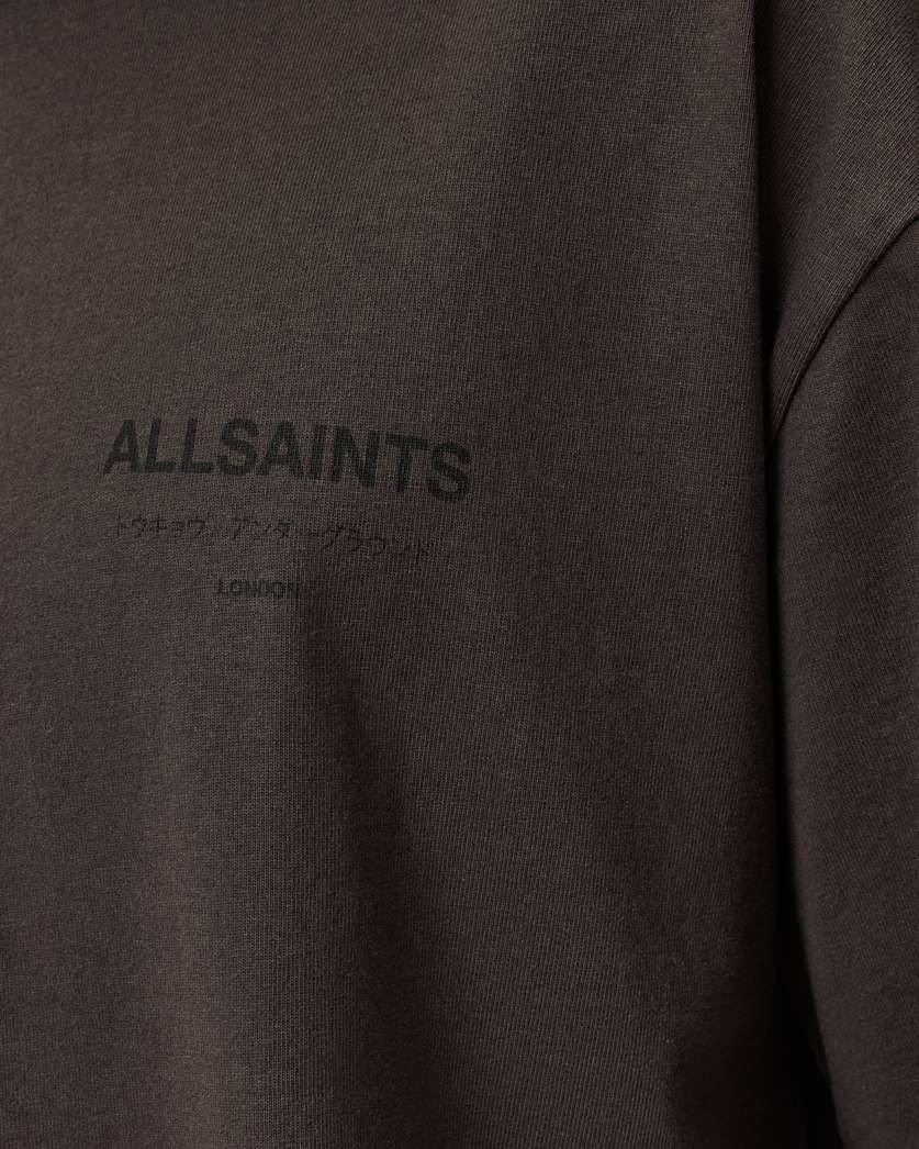 Underground Oversized Crew Neck T-Shirt PLUM BROWN | ALLSAINTS